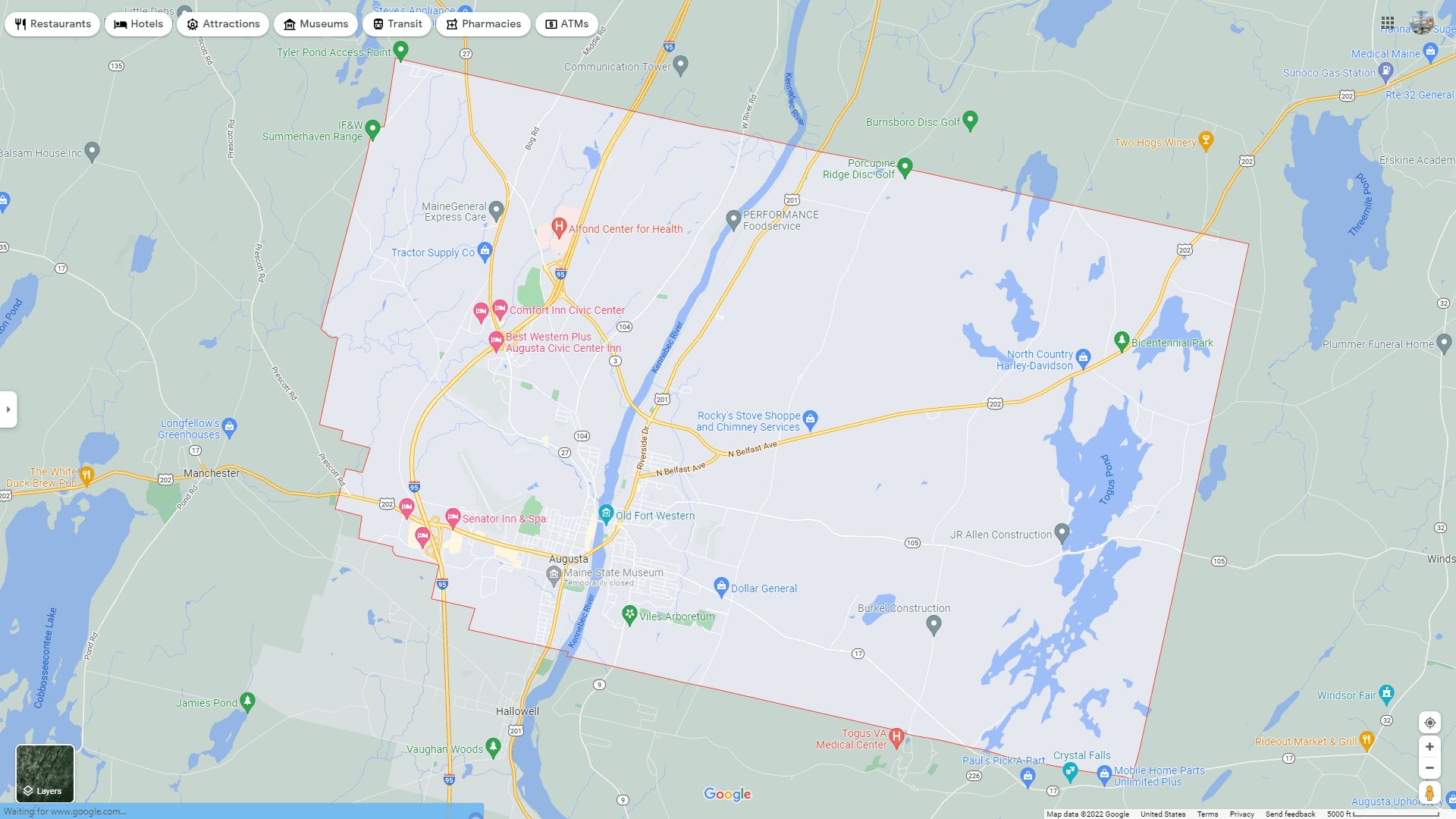 Augusta Maine Map - United States