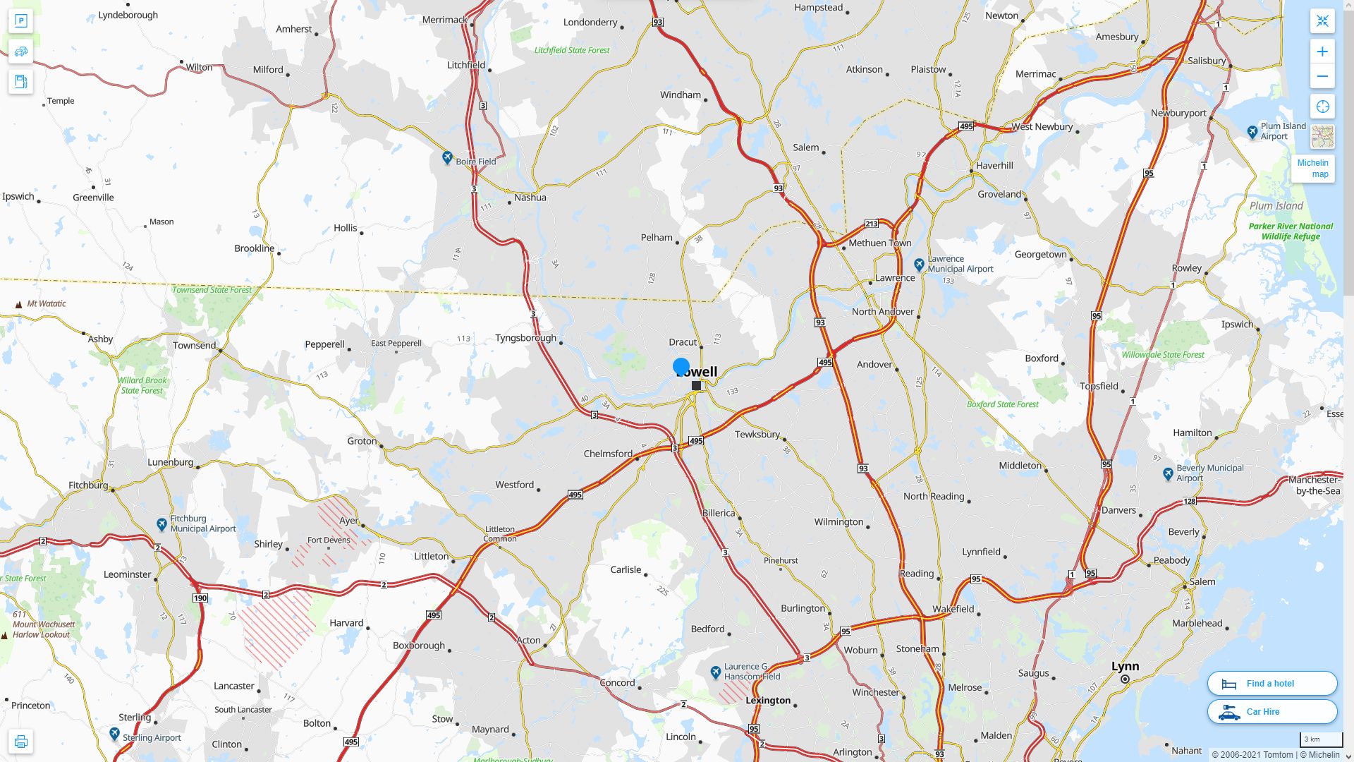Lowell Massachusetts Map - United States
