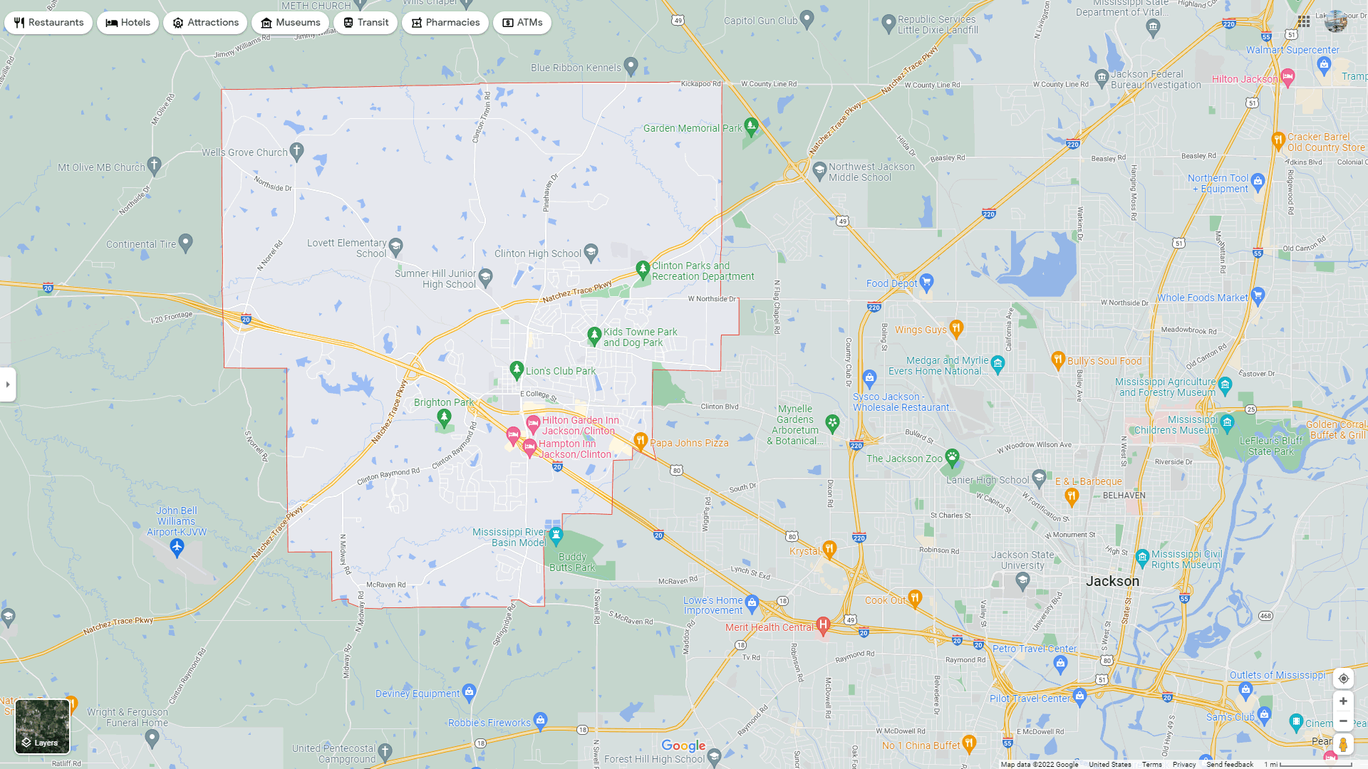 Clinton Mississippi Map - United States