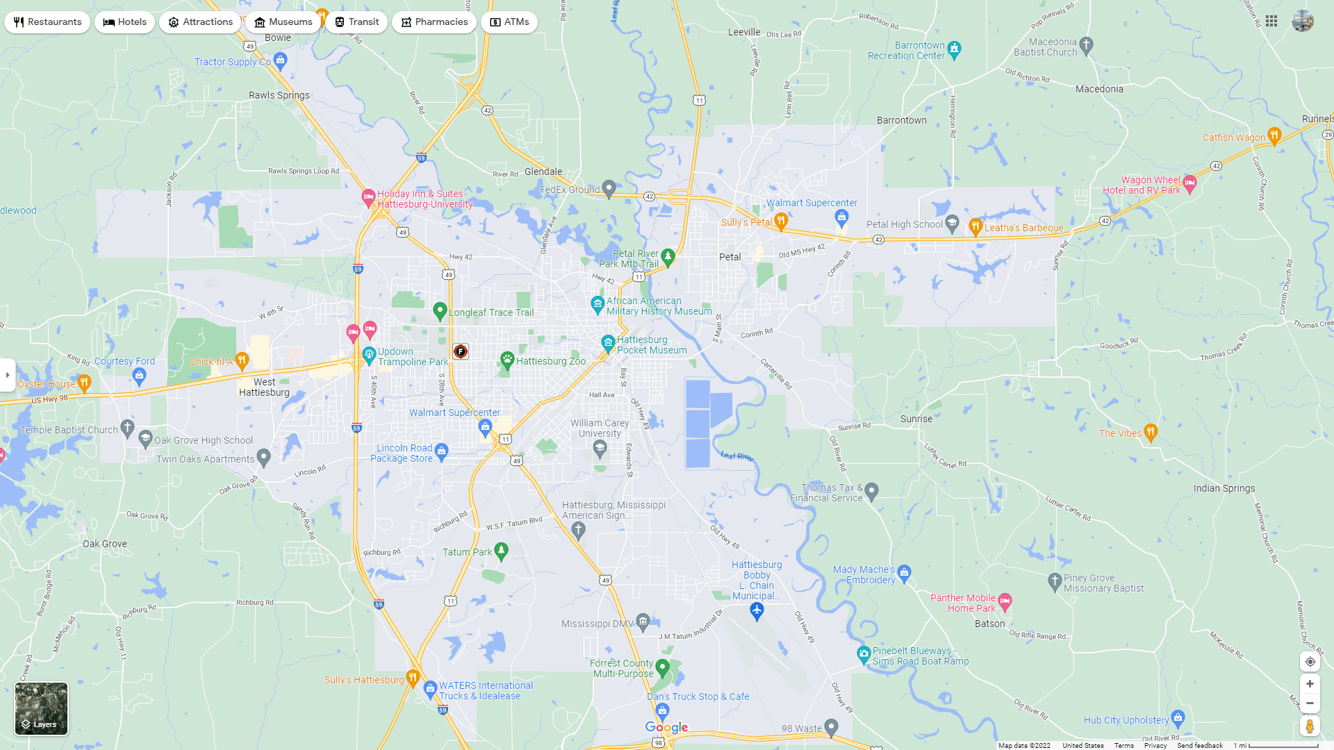 Hattiesburg, Mississippi Map