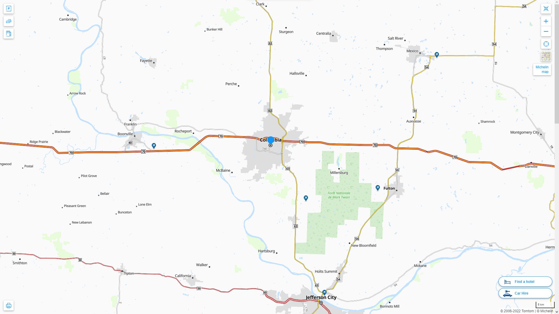 Columbia Missouri Map - United States