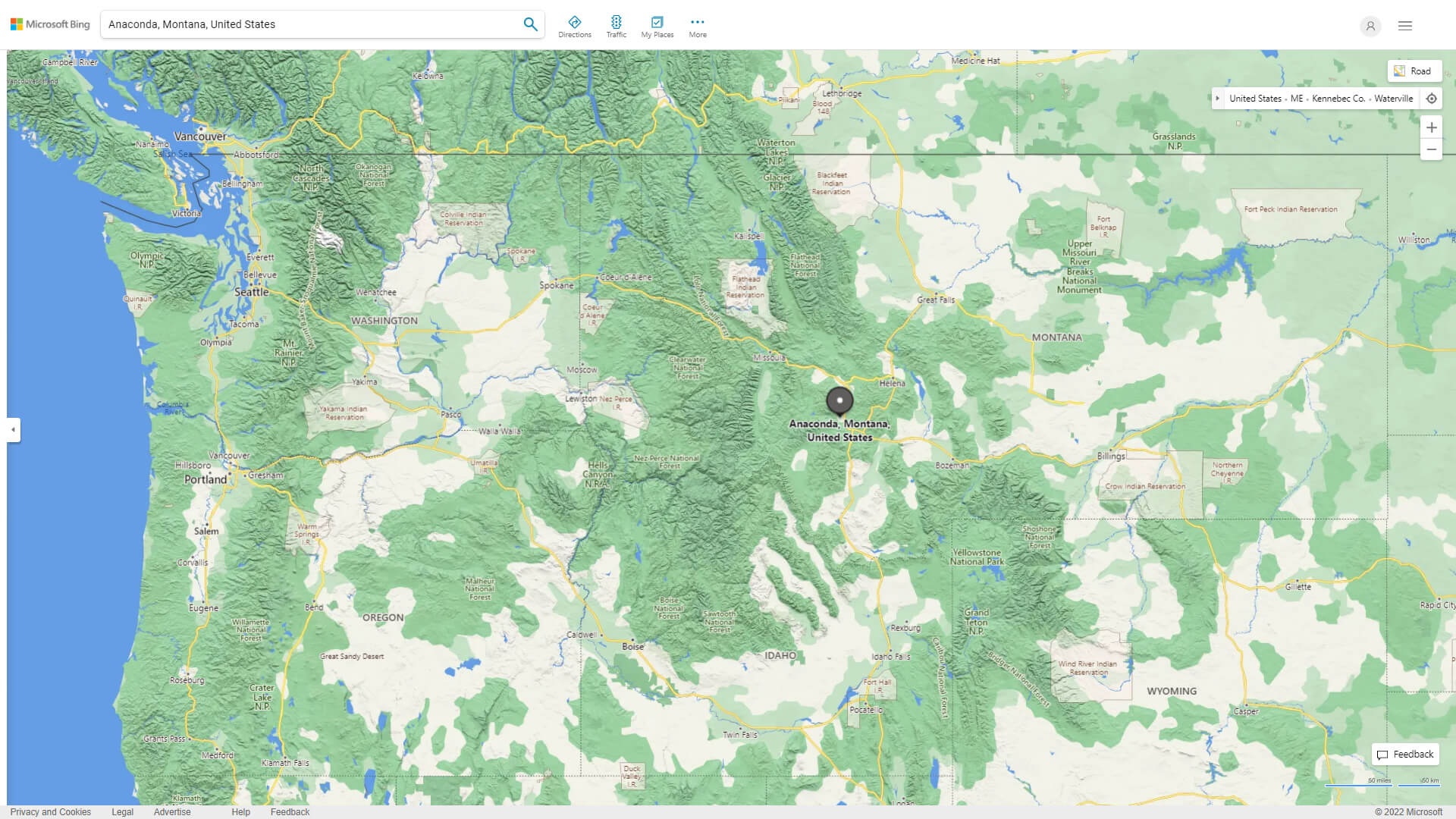 Anaconda Deer Lodge, Montana Map