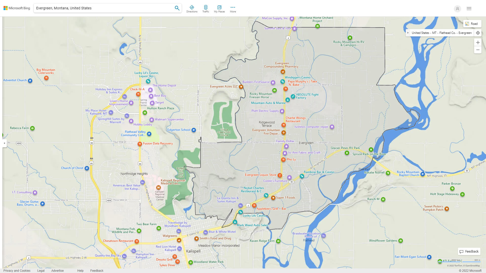 Evergreen Montana Map - United States