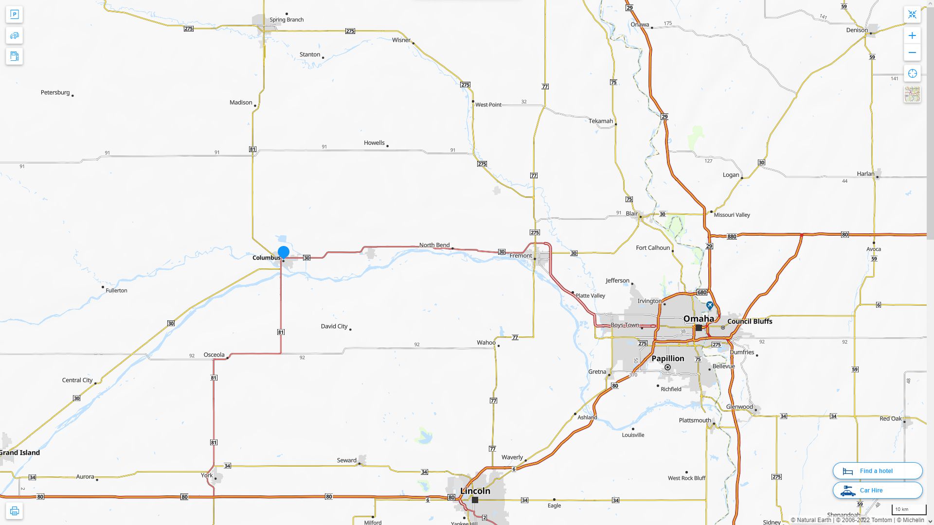 Columbus Nebraska Map - United States