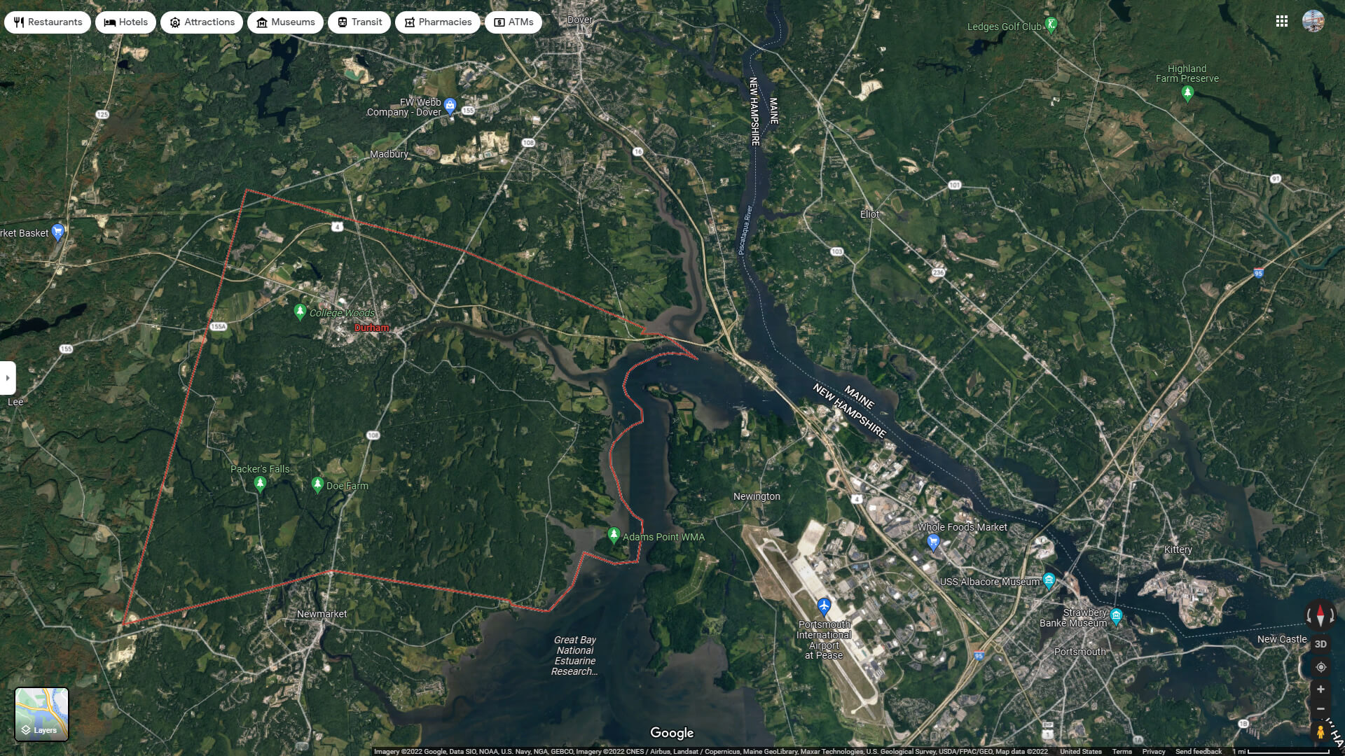 Durham New Hampshire Map and Durham New Hampshire Satellite Image