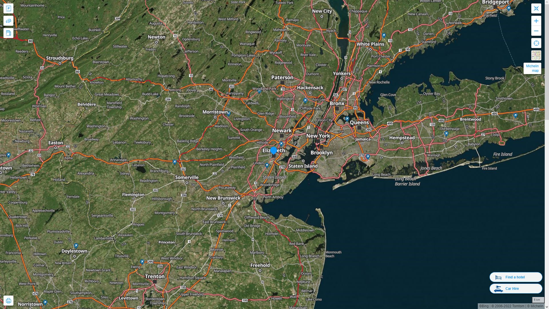 Elizabeth New Jersey Map - United States
