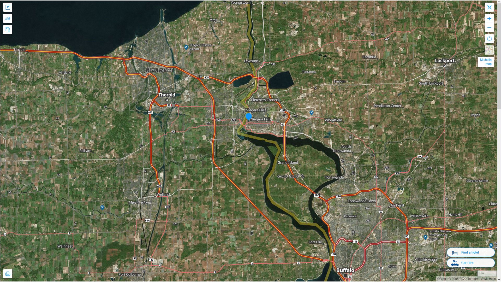 Niagara Falls New York Map and Niagara Falls New York Satellite Image