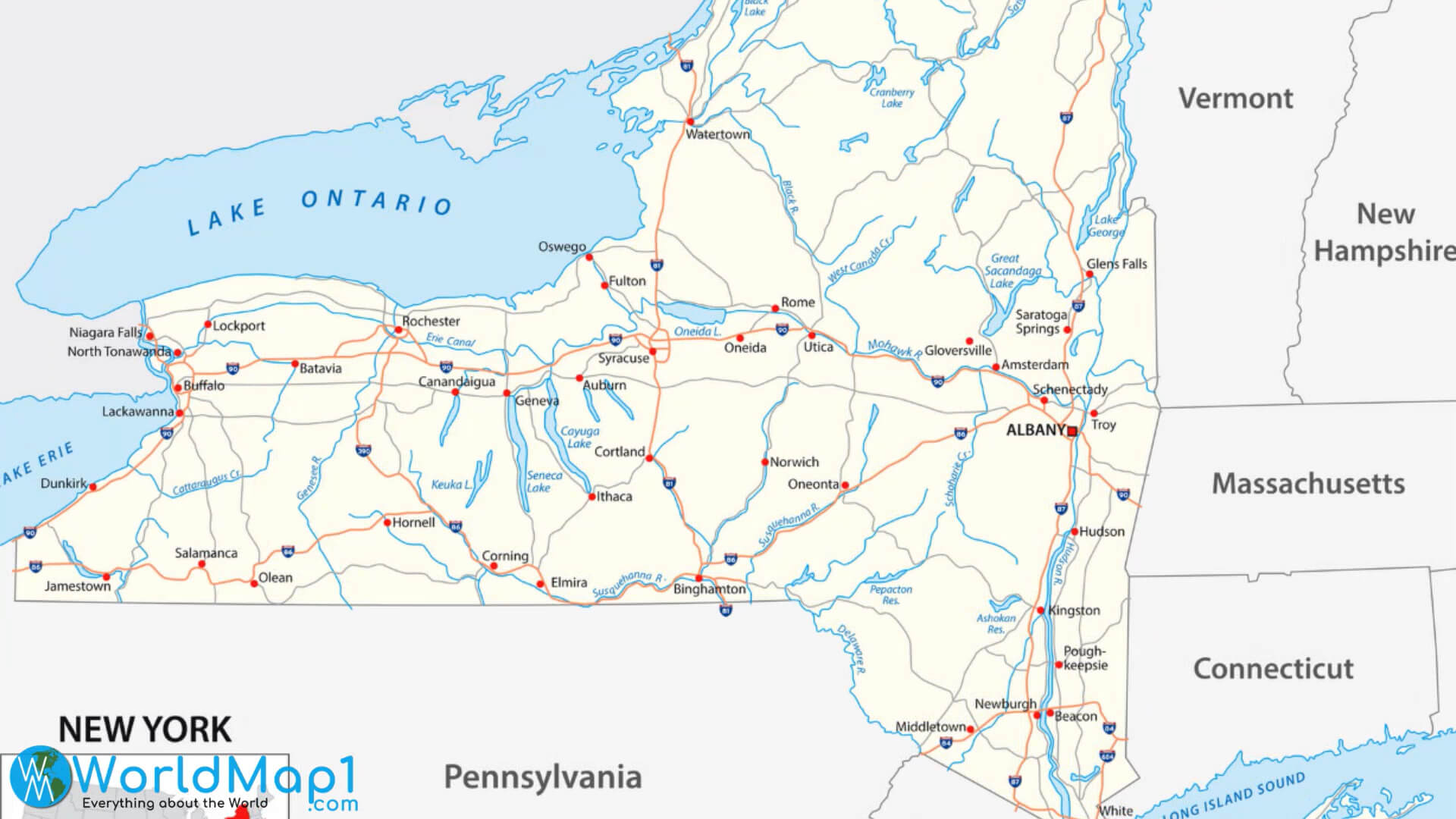 New York Map and New York Satellite Images