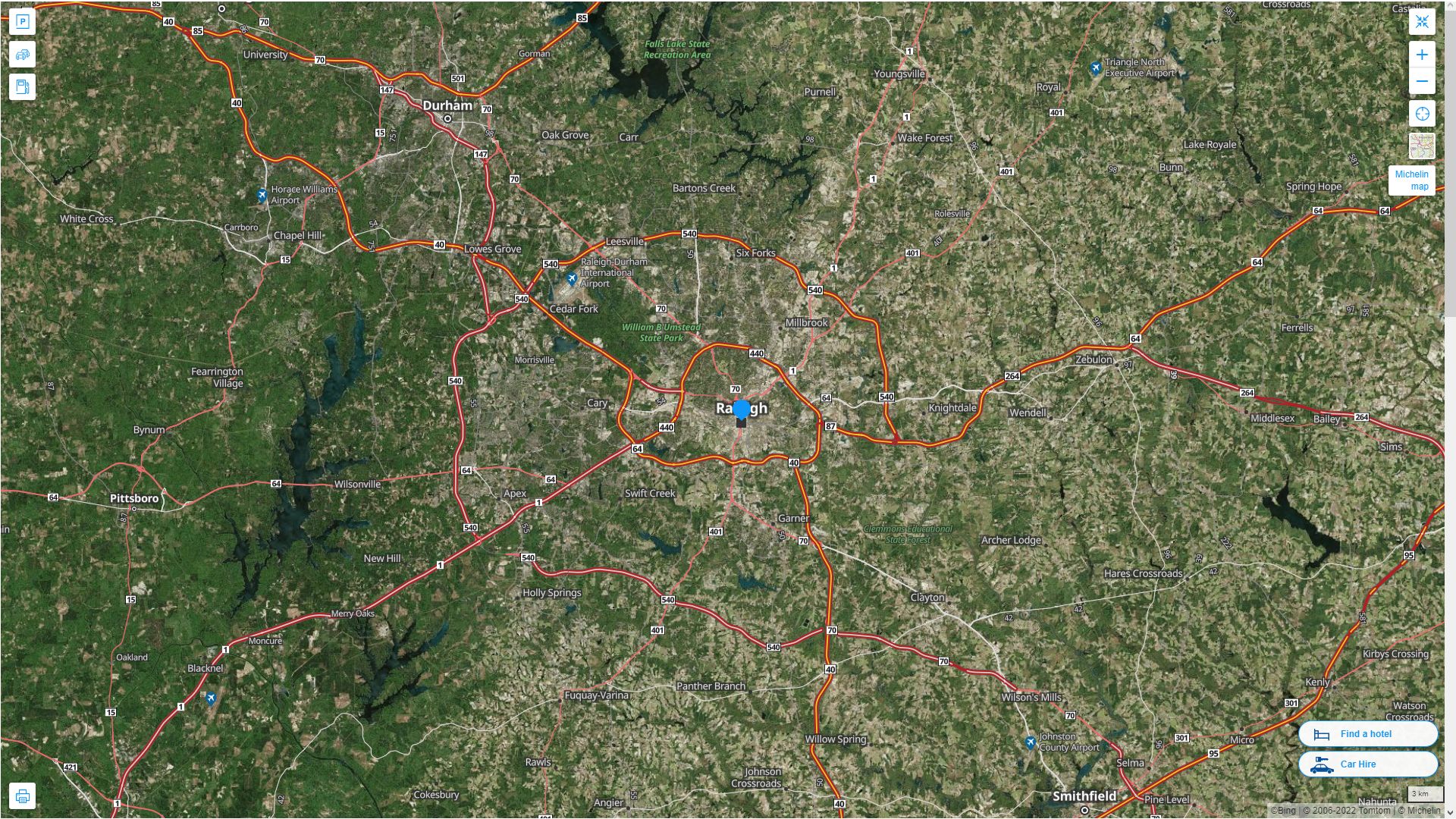 Raleigh North Carolina Map and Raleigh North Carolina Satellite Image