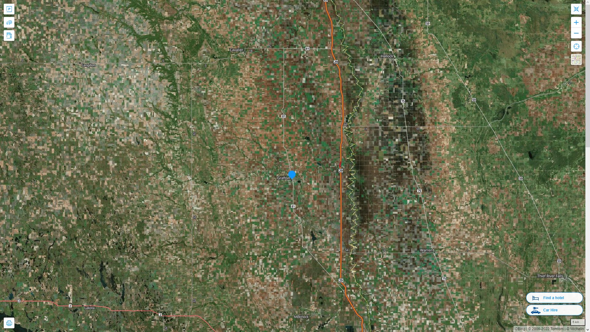 Grafton North Dakota Map and Grafton North Dakota Satellite Image