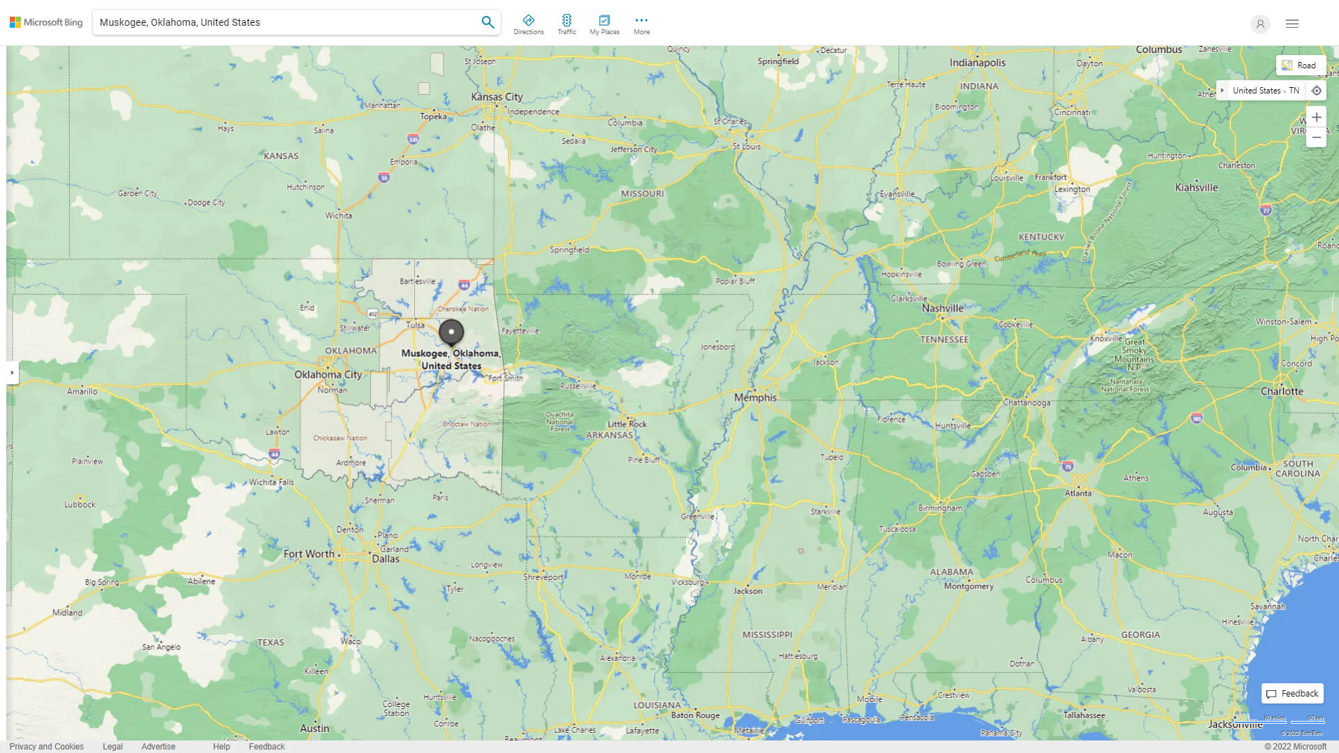 Muskogee Oklahoma Map - United States