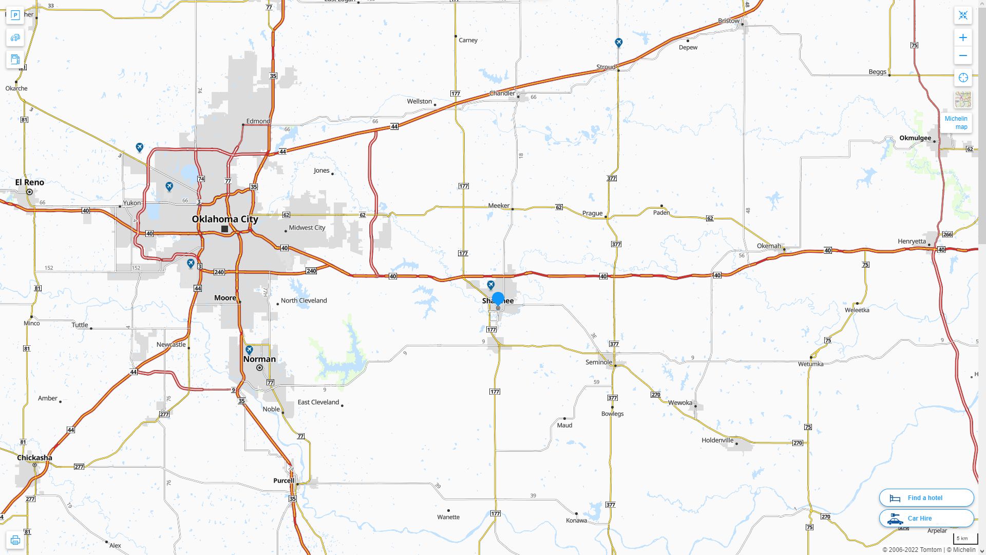 Shawnee Oklahoma Map and Shawnee Oklahoma Satellite Image