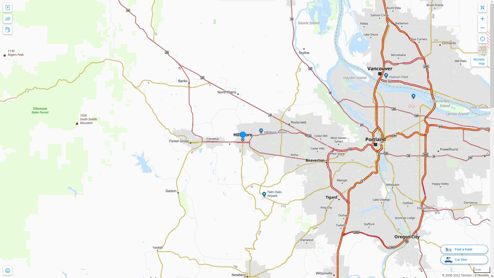Hillsboro, Oregon Map