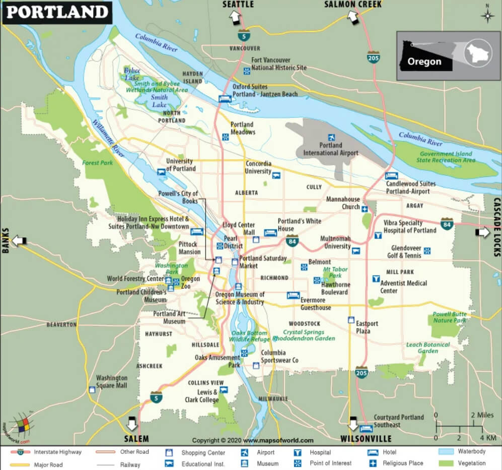 Portland Oregon Map - United States
