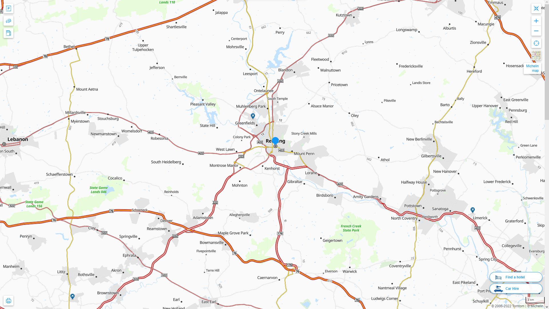 Reading Pennsylvania Map - United States