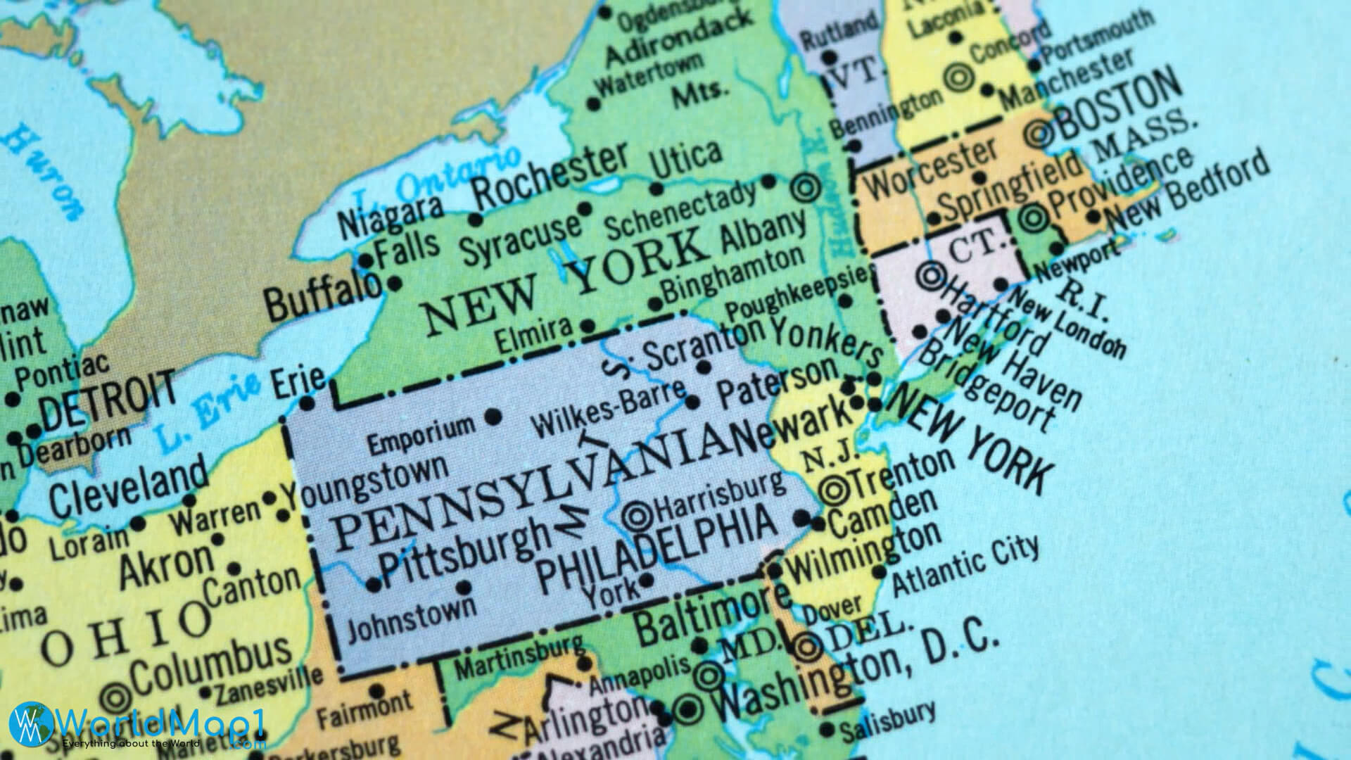 Where is Located Pennsylvania in the US and Cities Map of Pe
