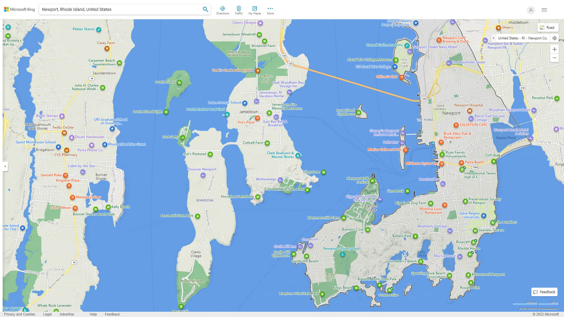 Newport, Rhode Island Map