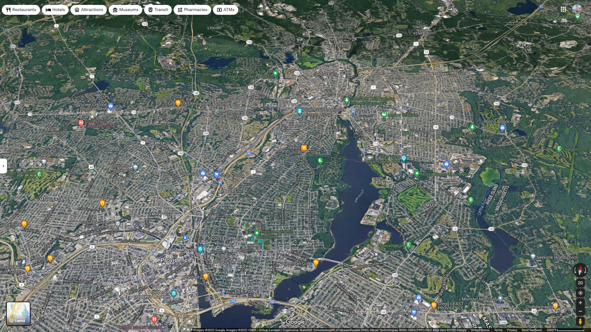 Pawtucket Rhode Island Map and Pawtucket Rhode Island Satellite Image