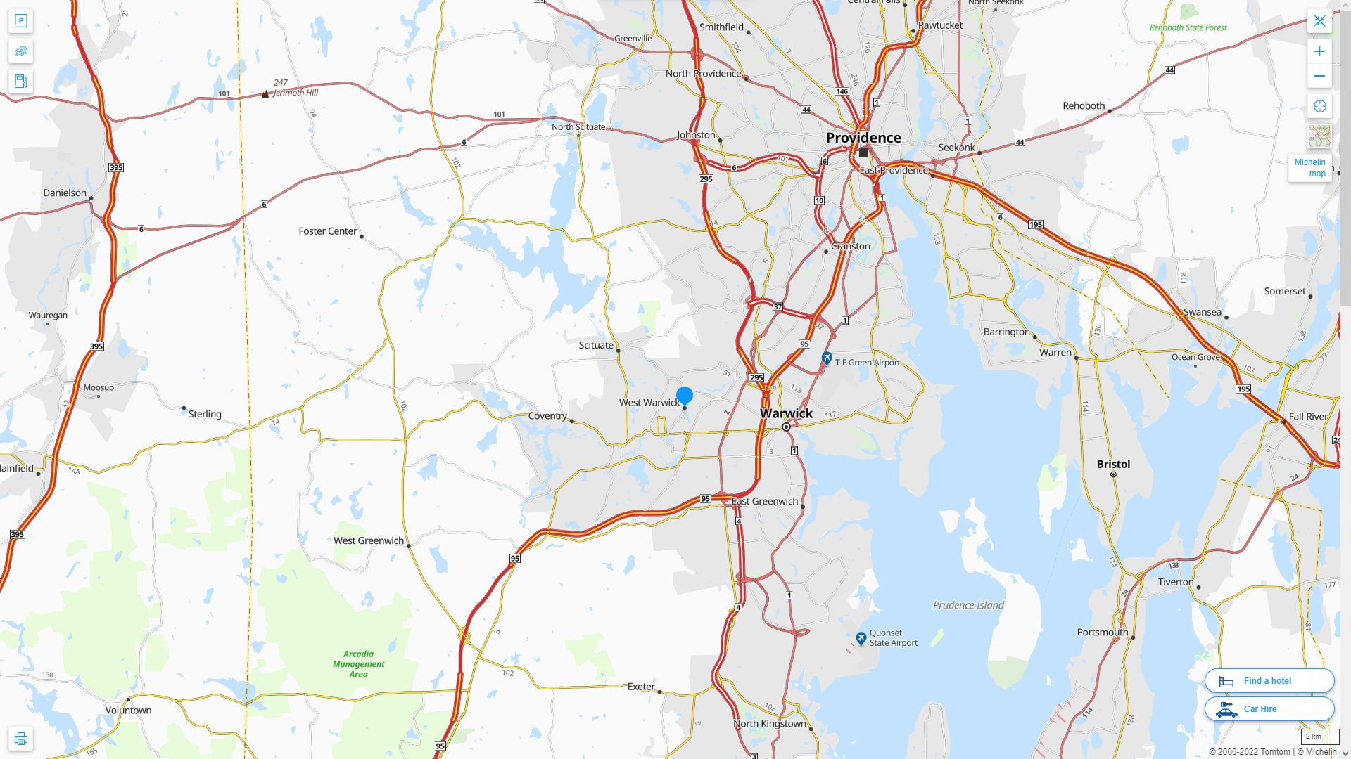 West Warwick Town Rhode Island Map - United States