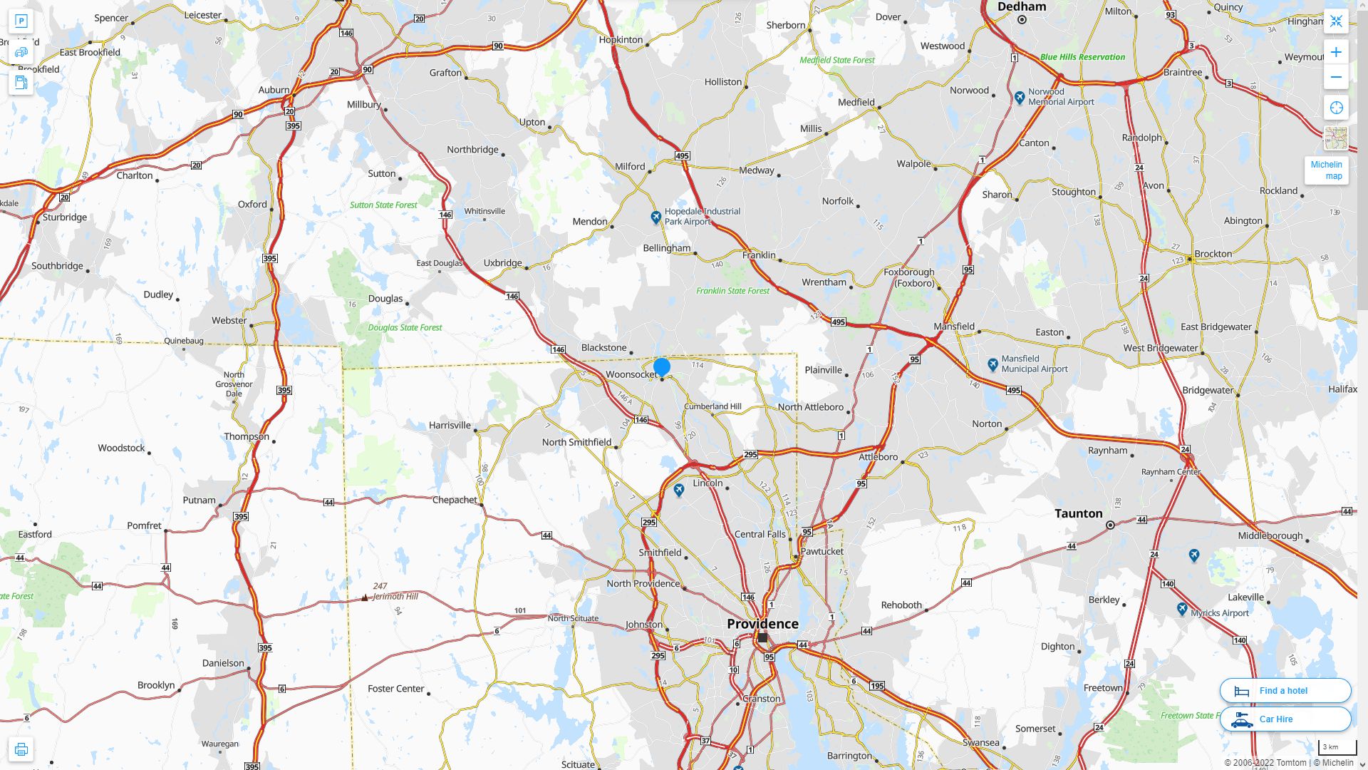 Woonsocket Rhode Island Map - United States