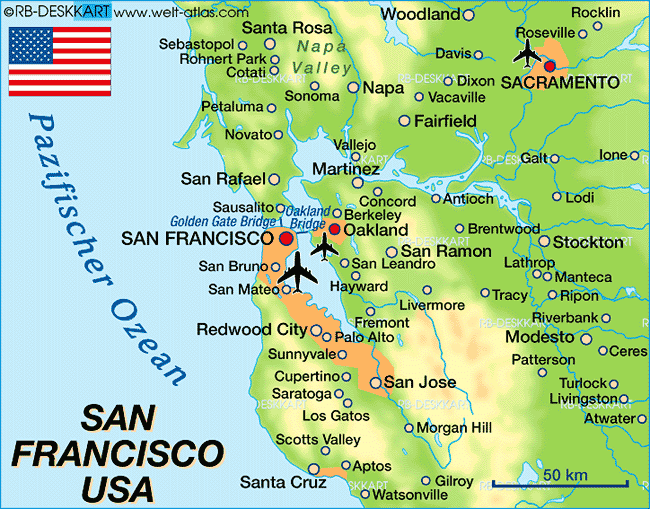 San Francisco Map and San Francisco Satellite Image