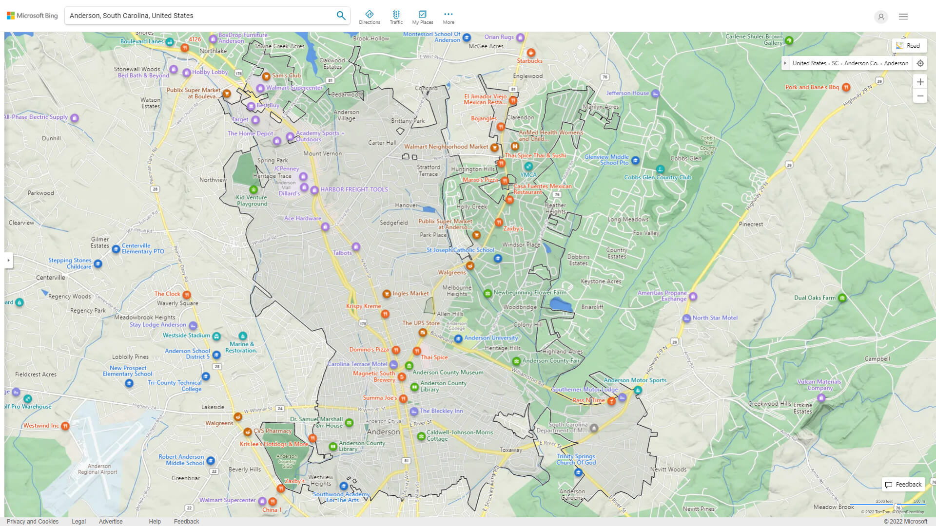 Anderson South Carolina Map - United States