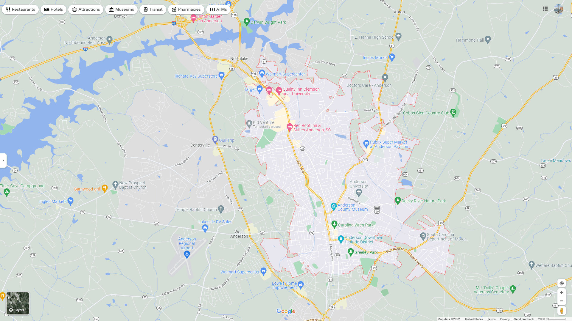 Anderson, South Carolina Map