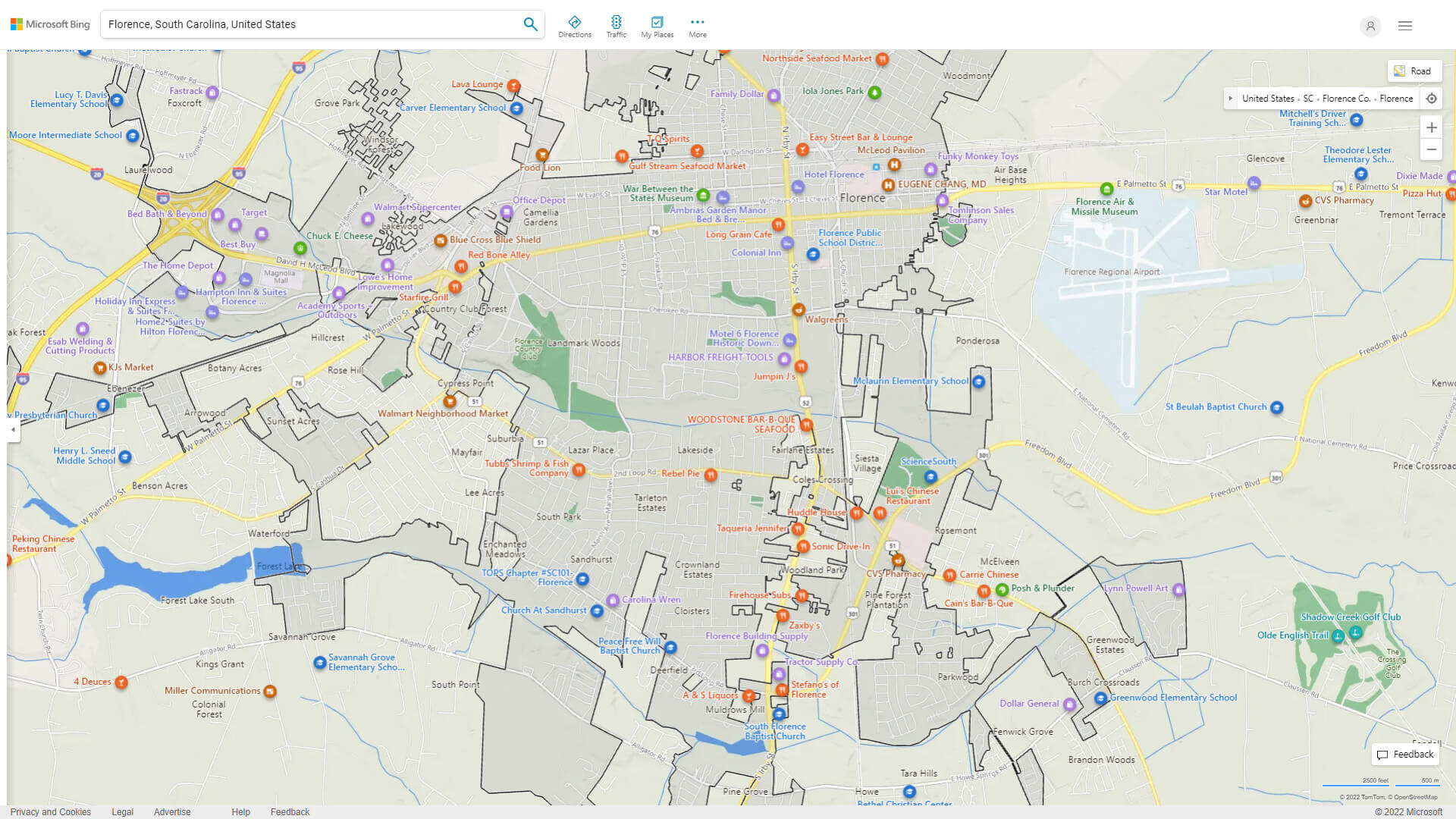 Florence, South Carolina Map