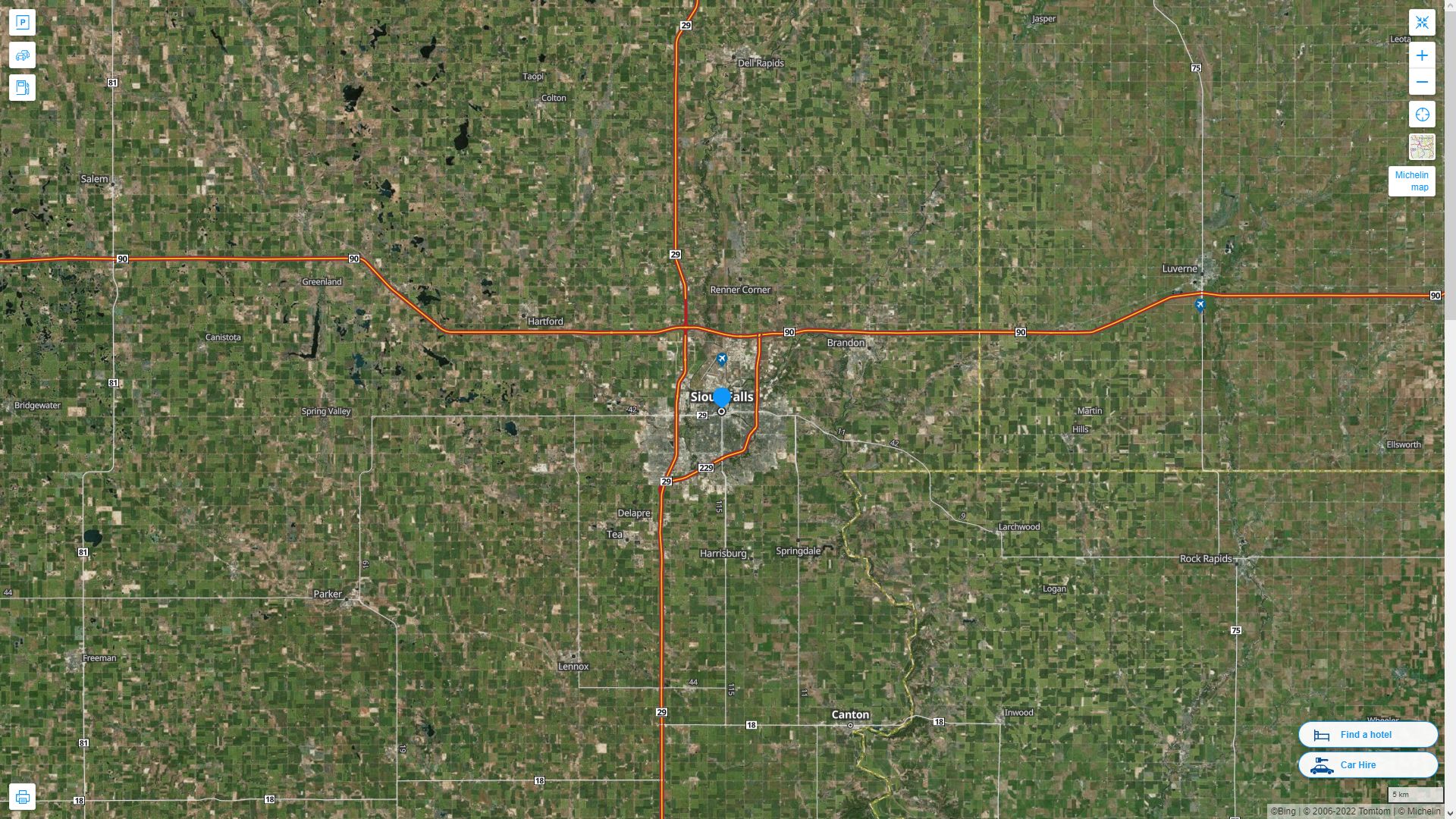 Sioux Falls South Dakota Map and Sioux Falls South Dakota Satellite Image