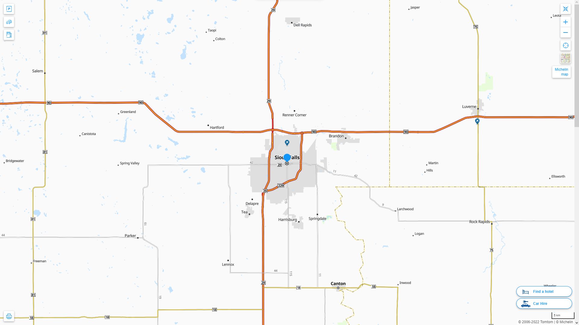 Sioux Falls South Dakota Map and Sioux Falls South Dakota Satellite Image