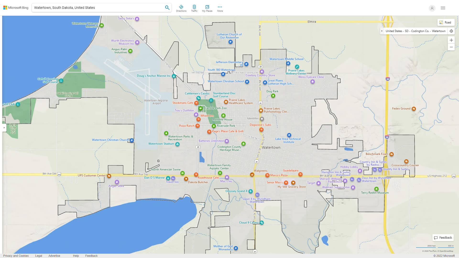 Watertown South Dakota Map and Watertown South Dakota Satellite Image