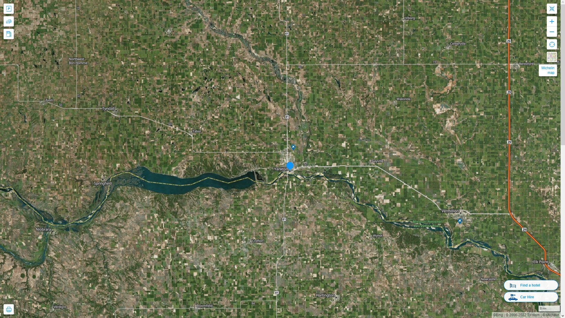 Yankton South Dakota Map and Yankton South Dakota Satellite Image