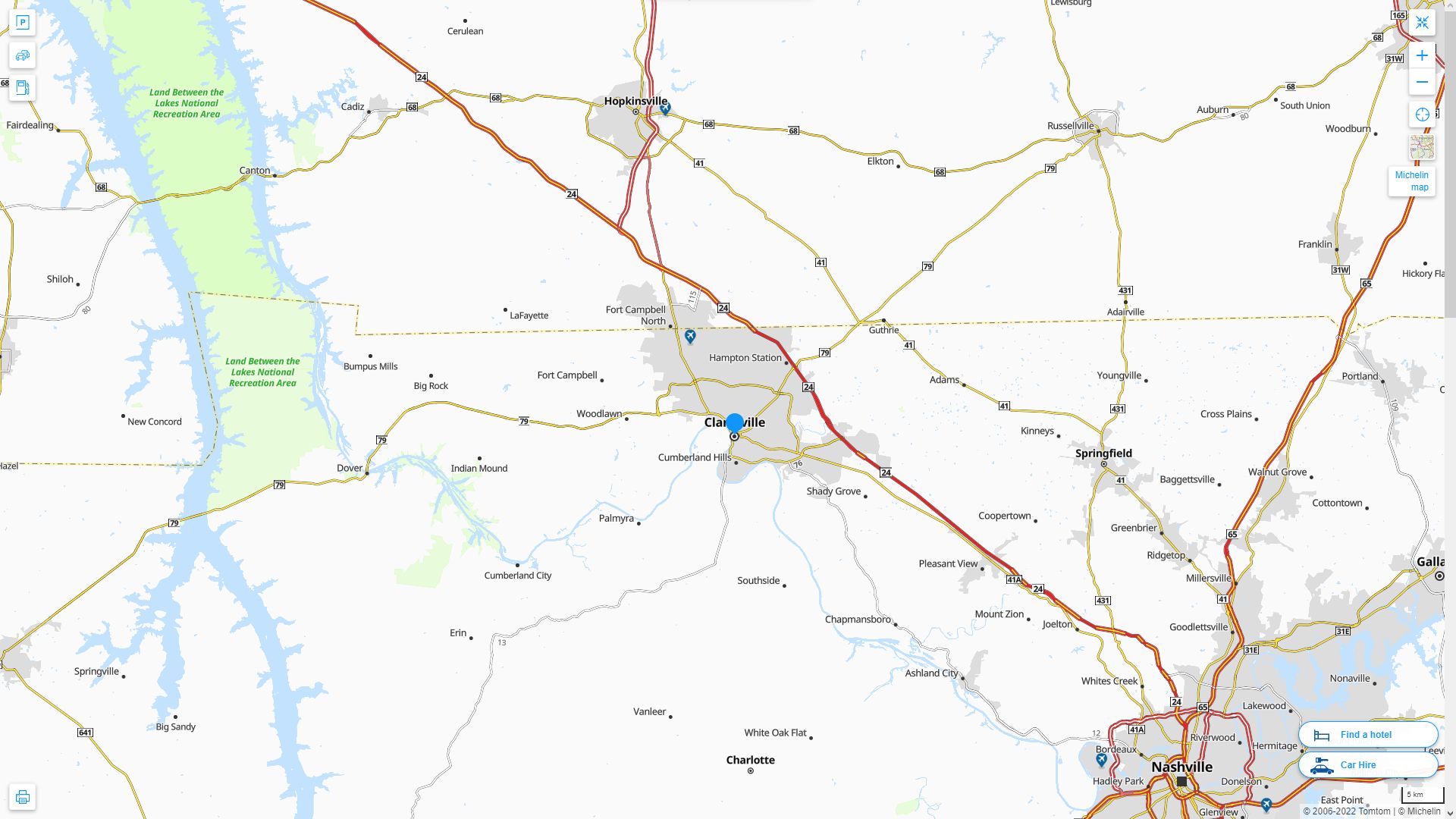 Clarksville Tennessee Map - United States