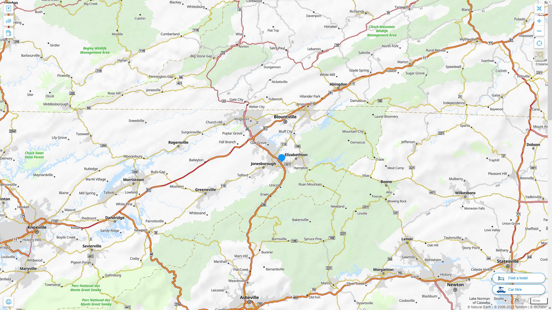 Johnson City Tennessee Map - United States