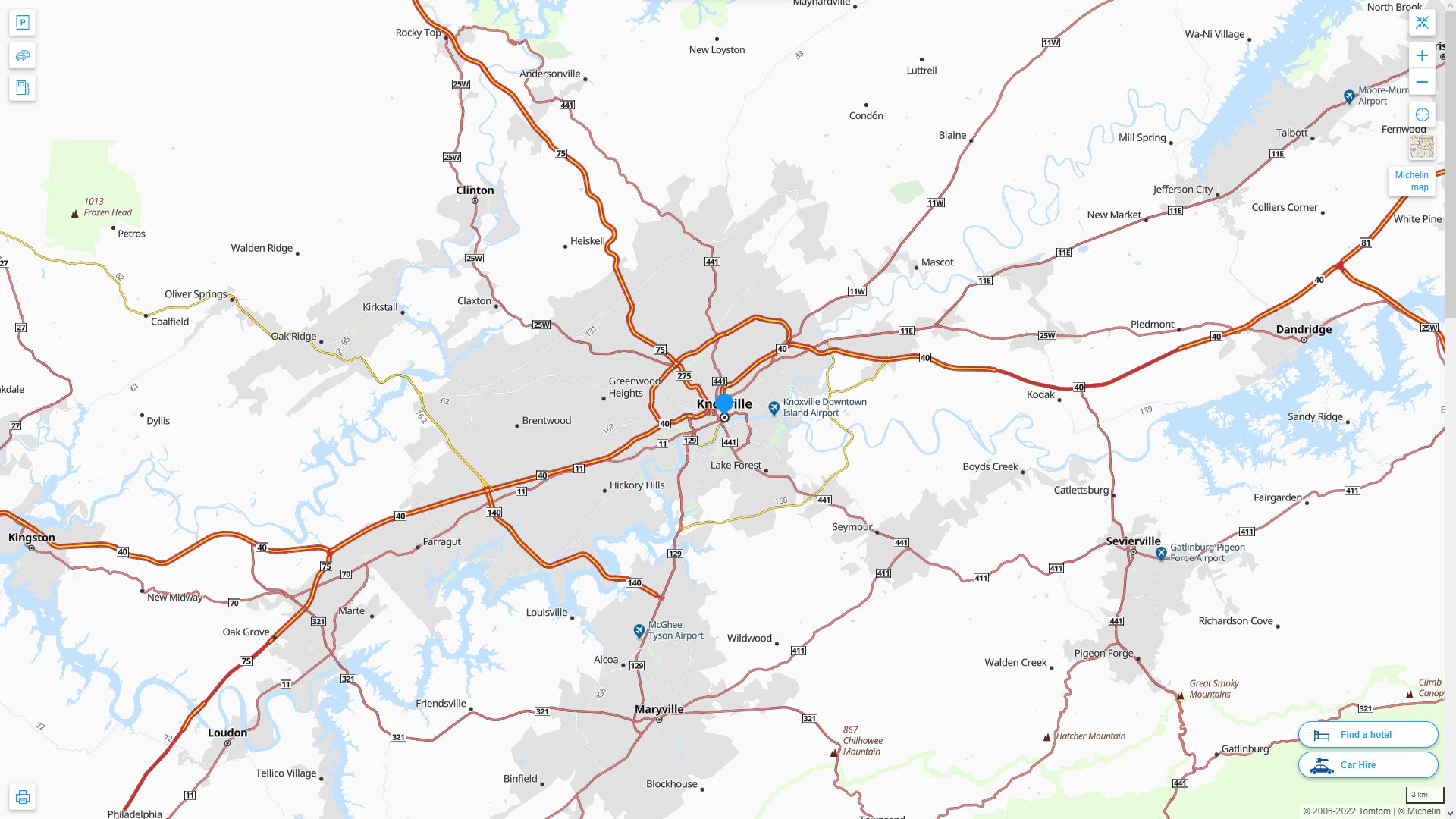 Knoxville Tennessee Map - United States