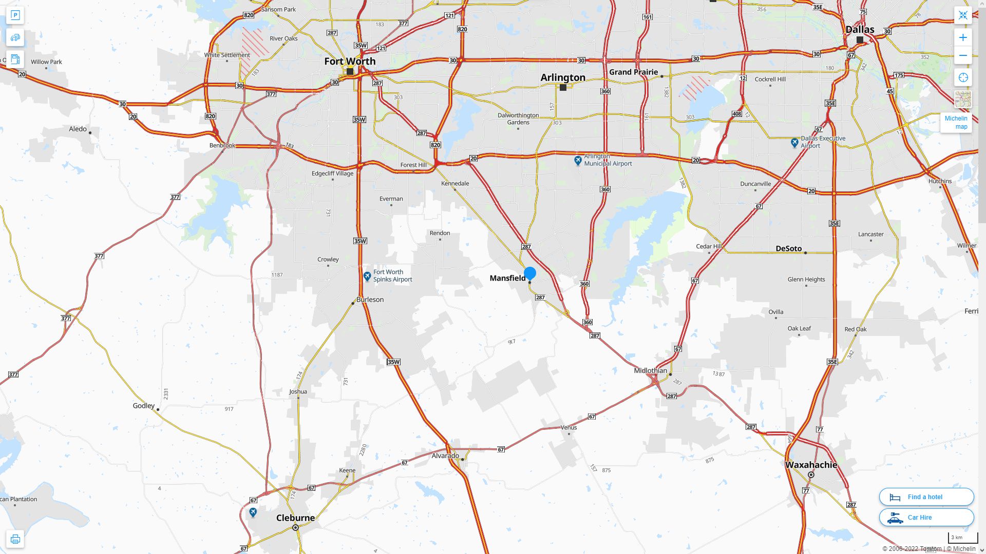 Mansfield Texas Map and Mansfield Texas Satellite Image
