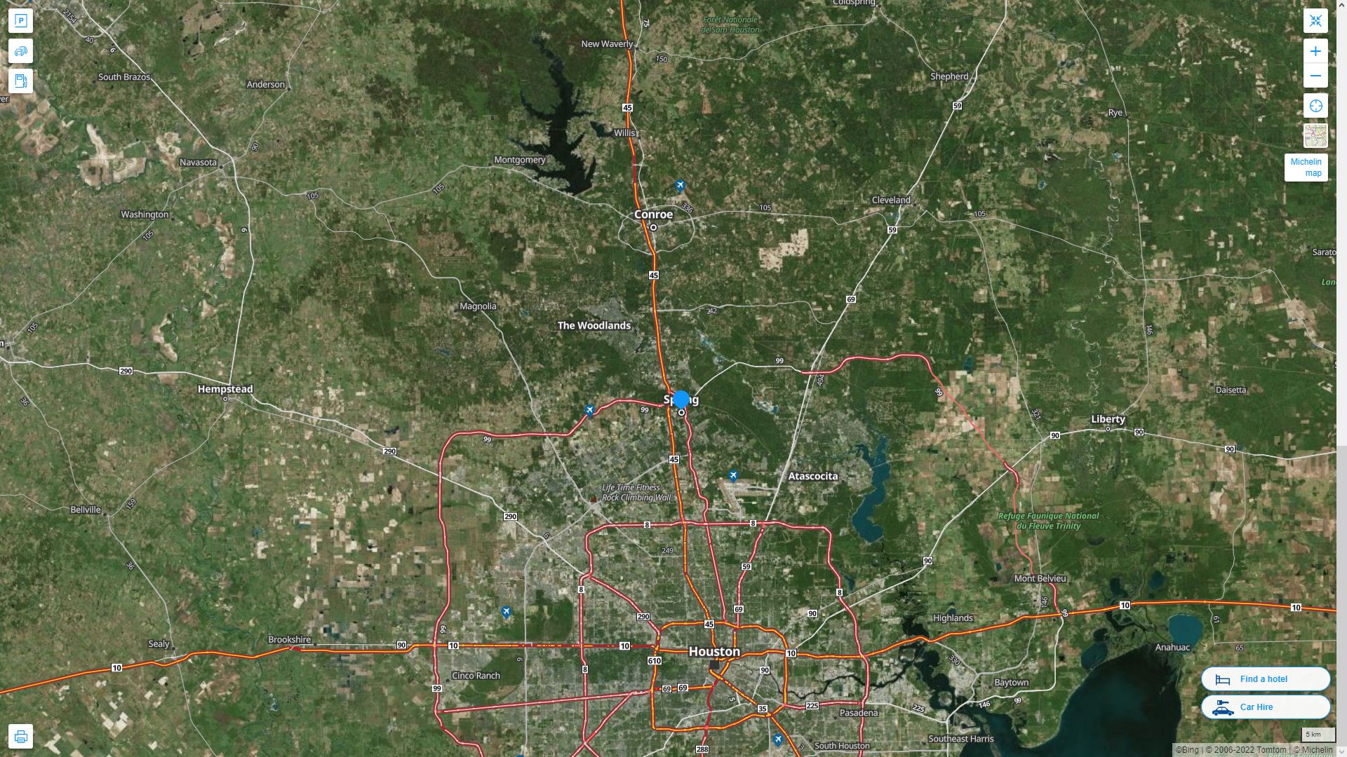 Spring Texas Map and Spring Texas Satellite Image