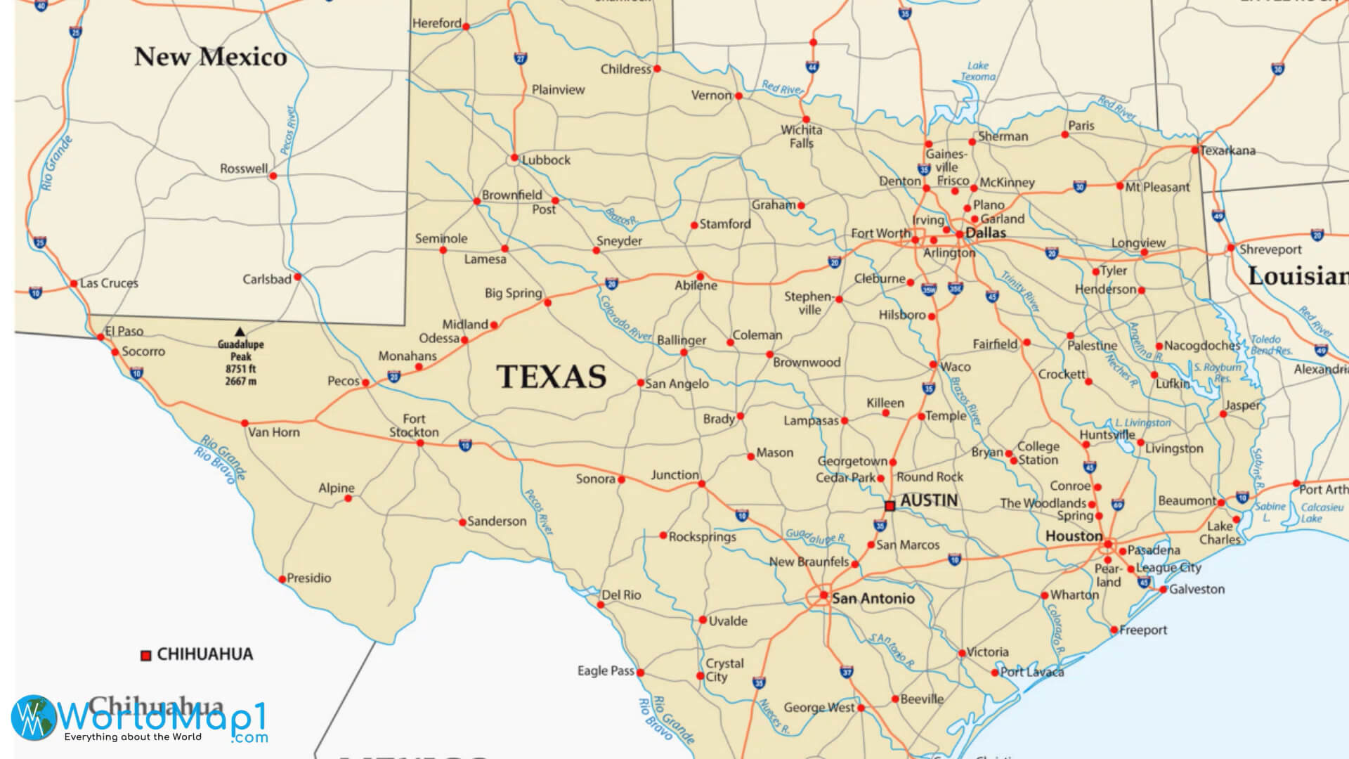 Where is Located Texas in the US and Cities Map of Texas
