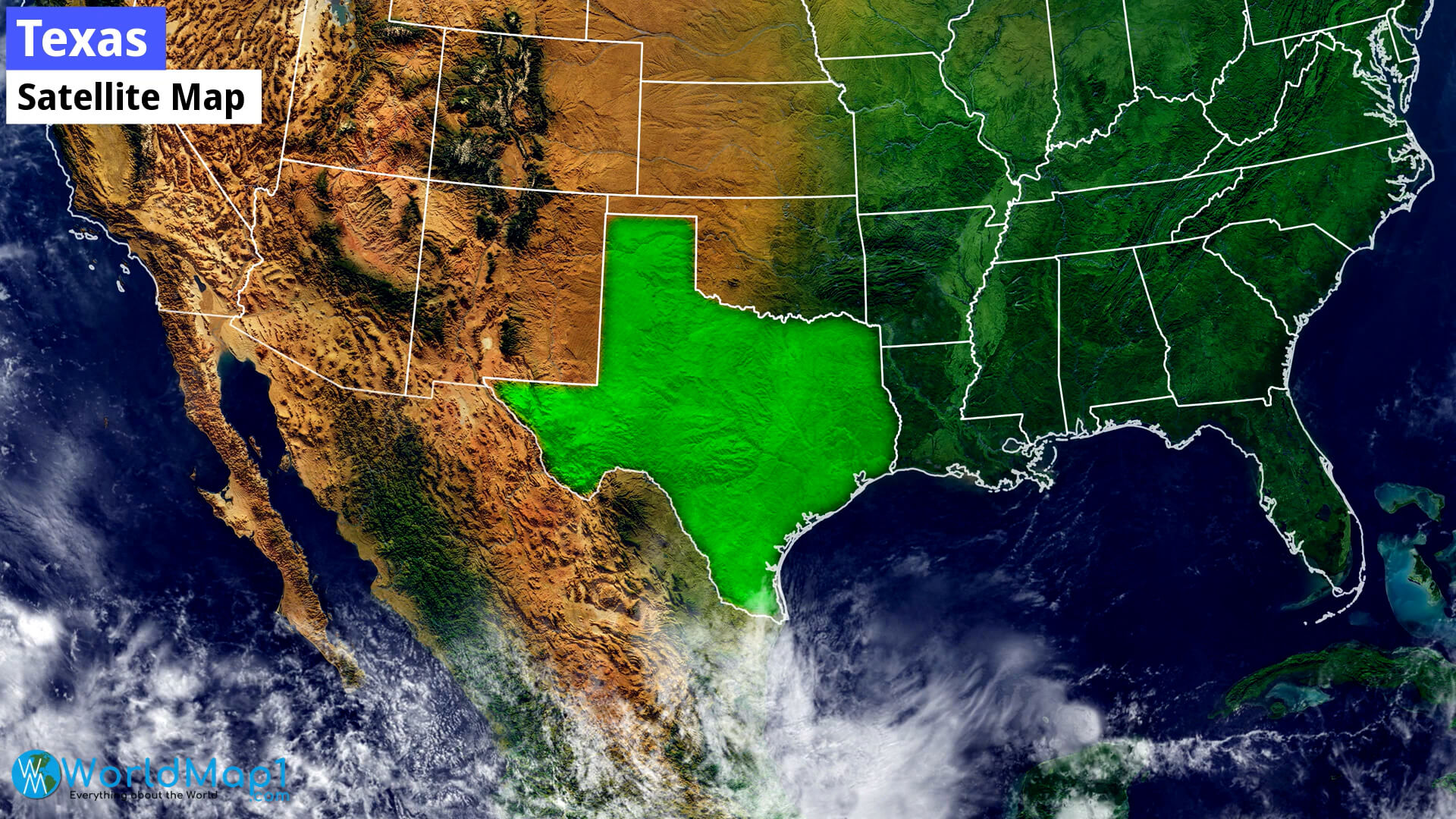 Texas Map and Texas Satellite Images