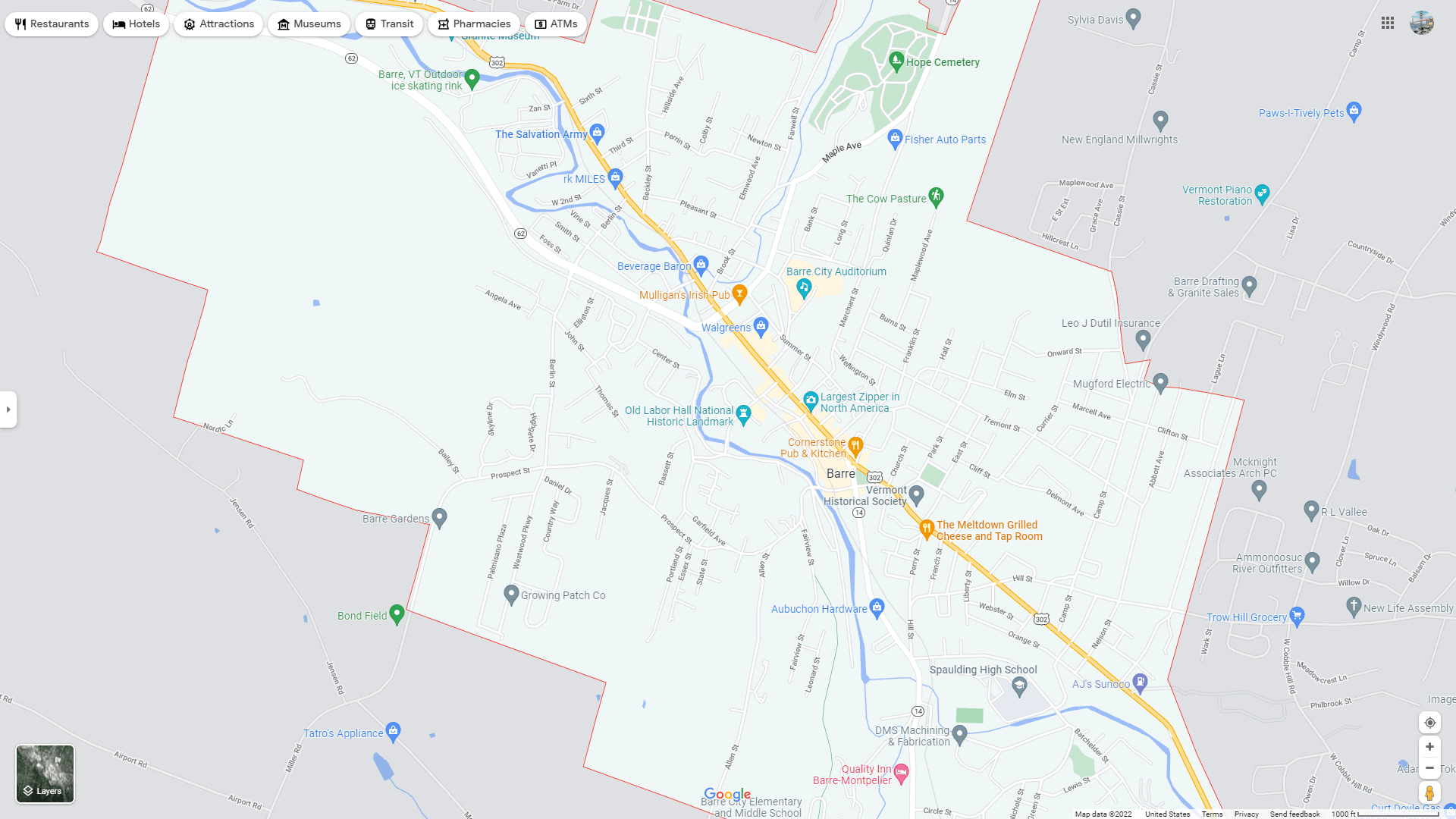 Barre Vermont Map and Barre Vermont Satellite Image