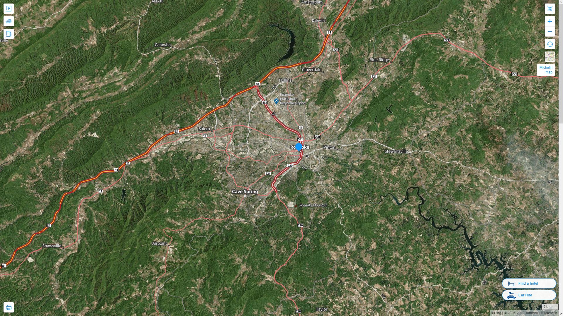 Roanoke Virginia Map - United States
