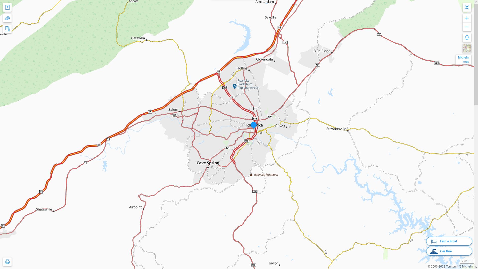 Roanoke Virginia Map - United States