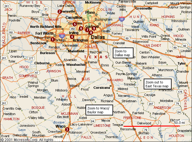 Waco Texas Map and Waco Texas Satellite Image