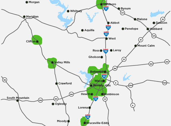 Waco Texas Map and Waco Texas Satellite Image
