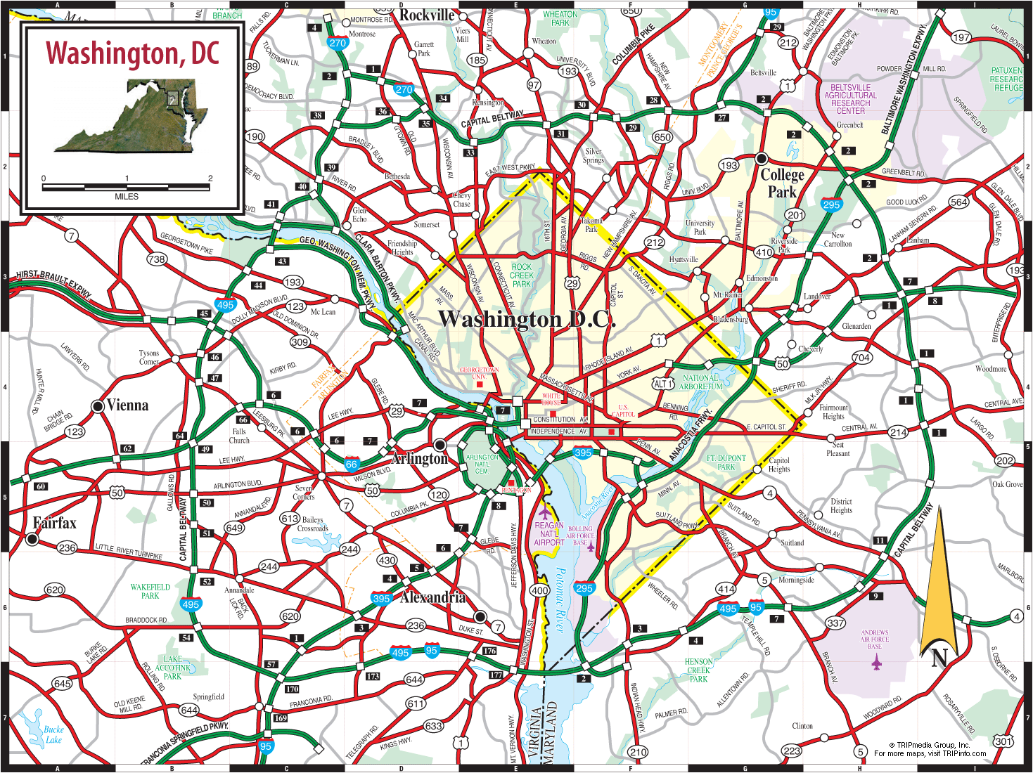 Washington dc District of Columbia Map and Washington dc District of ...