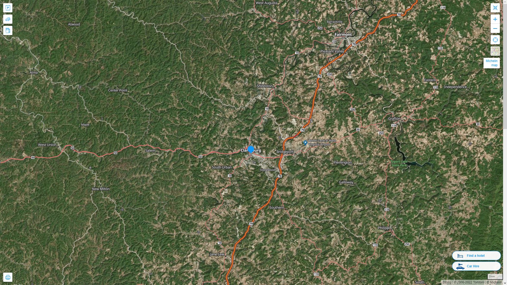 Clarksburg West Virginia Map - United States