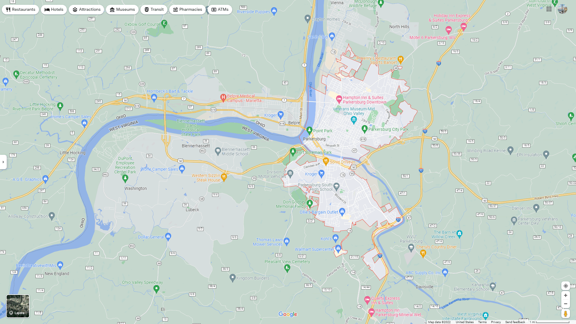 Parkersburg West Virginia Map - United States