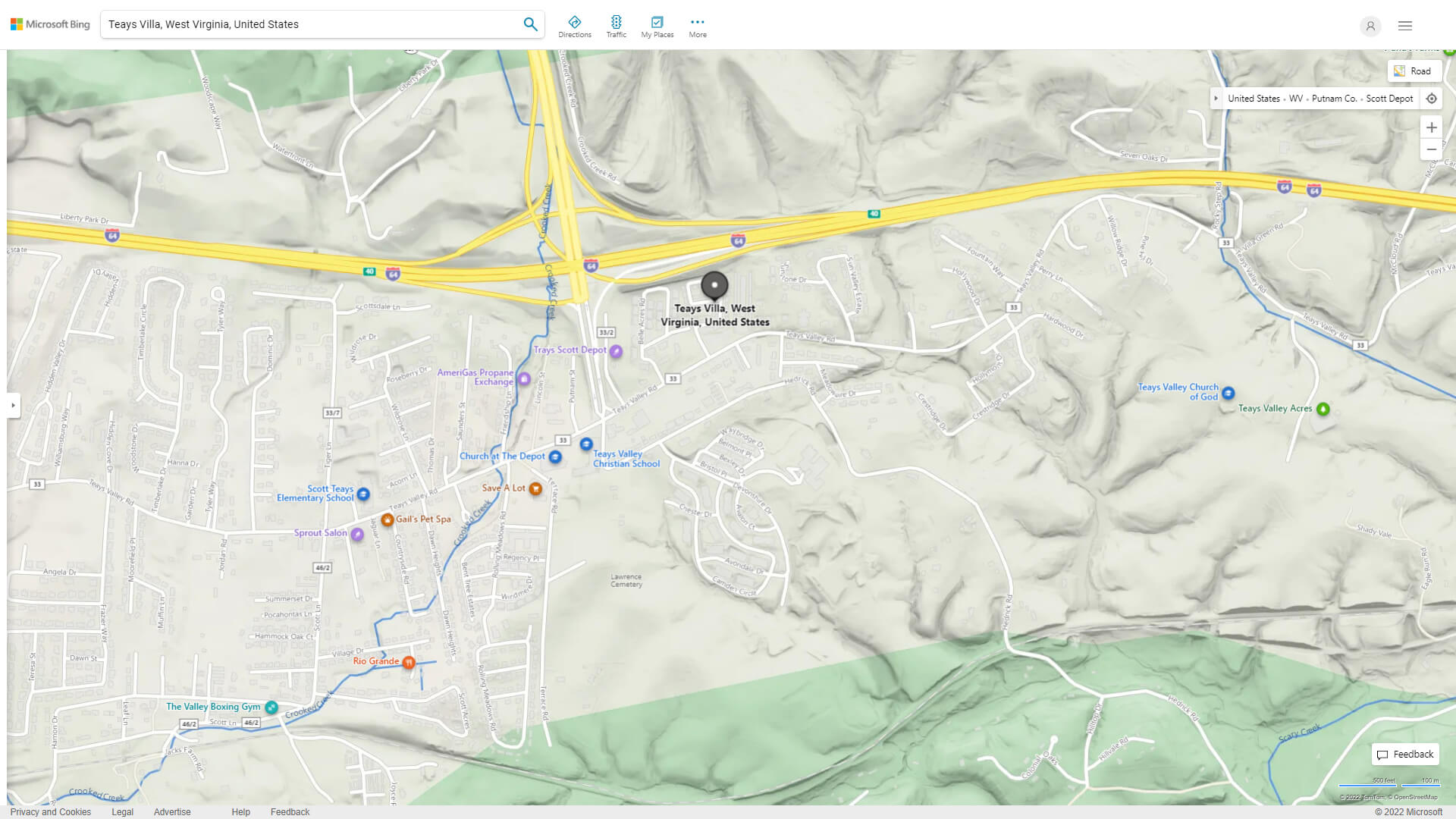Teays Valley West Virginia Map and Teays Valley West Virginia Satellite ...