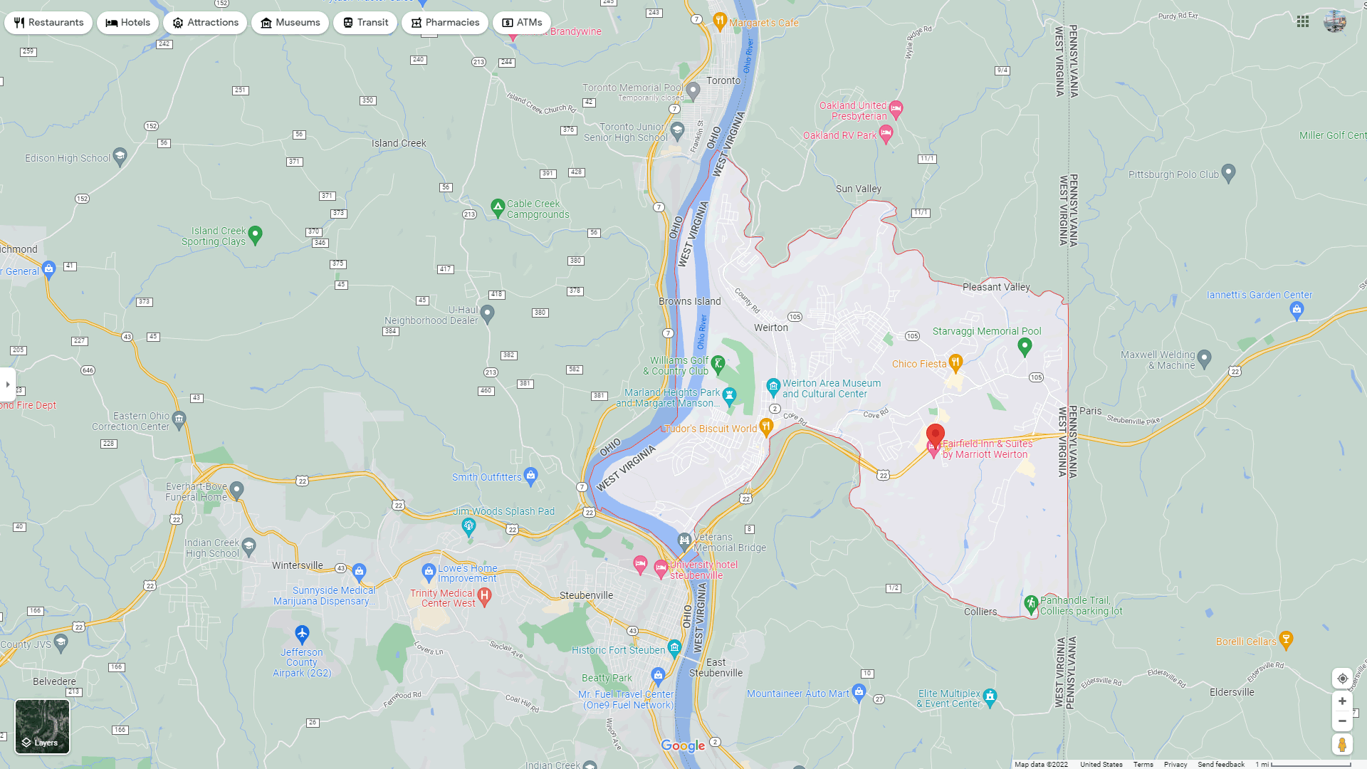 Weirton, West Virginia Map