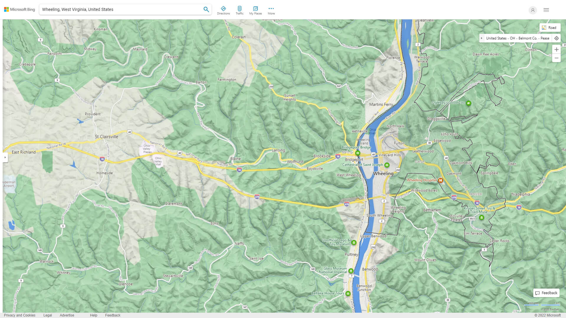 Wheeling, West Virginia Map